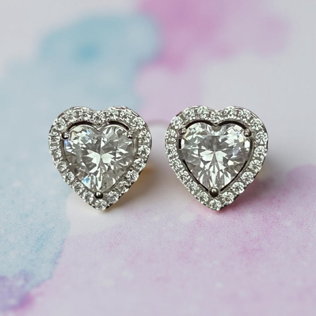 .75 CENTS HEART SHAPED SOLITAIRE WITH DIAMOND HALO - Mon Tresor